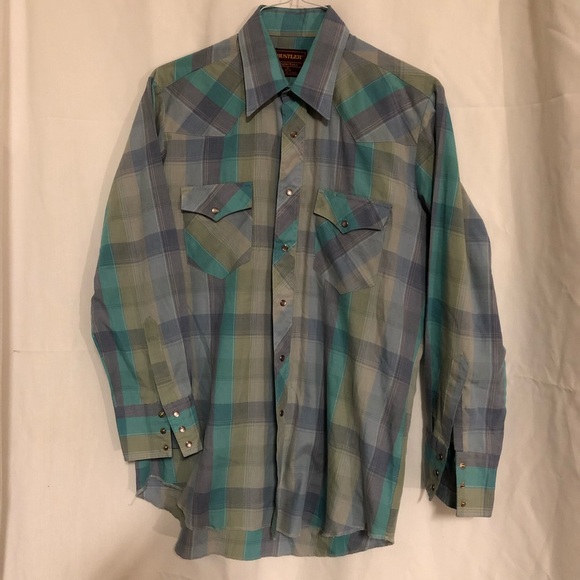 Rustler | Shirts | Vintage Plaid Western Shirt Pearl Snap Usa Large ...